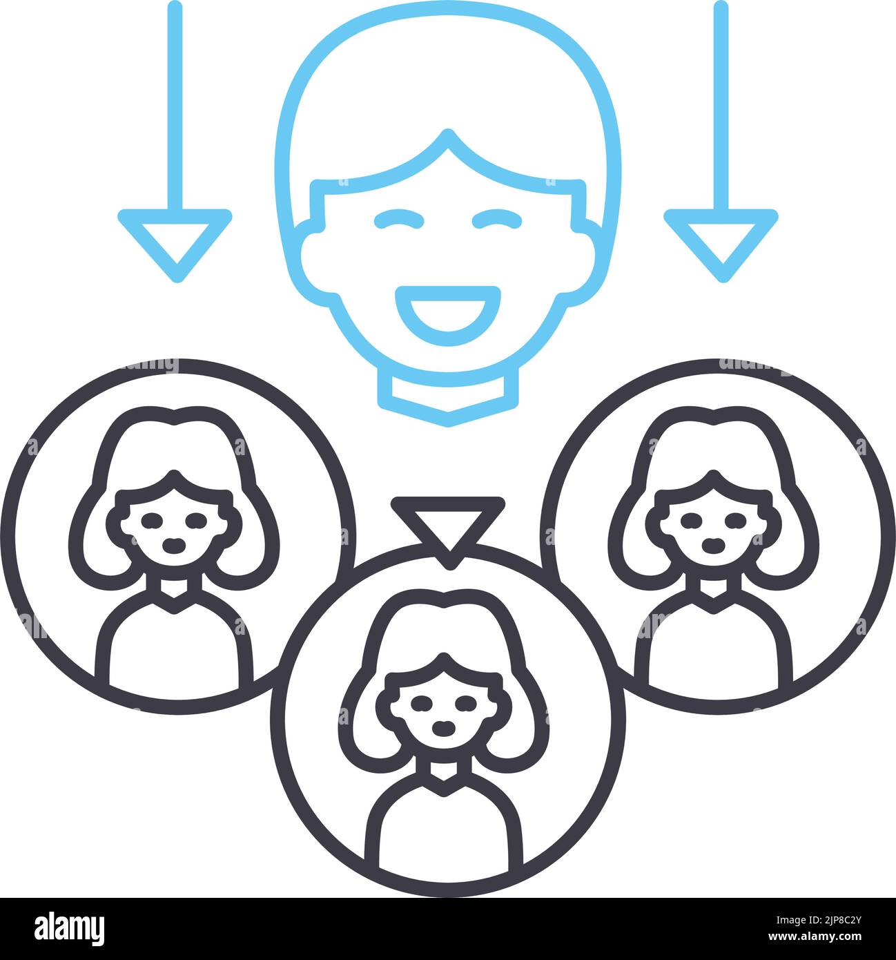delegation work line icon, outline symbol, vector illustration, concept ... delegation work line icon, outline symbol, vector illustration, concept ...