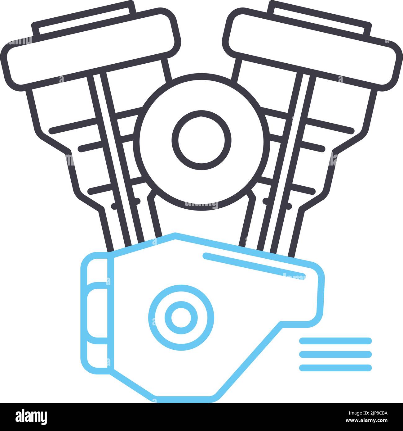 engine line icon, outline symbol, vector illustration, concept sign ...