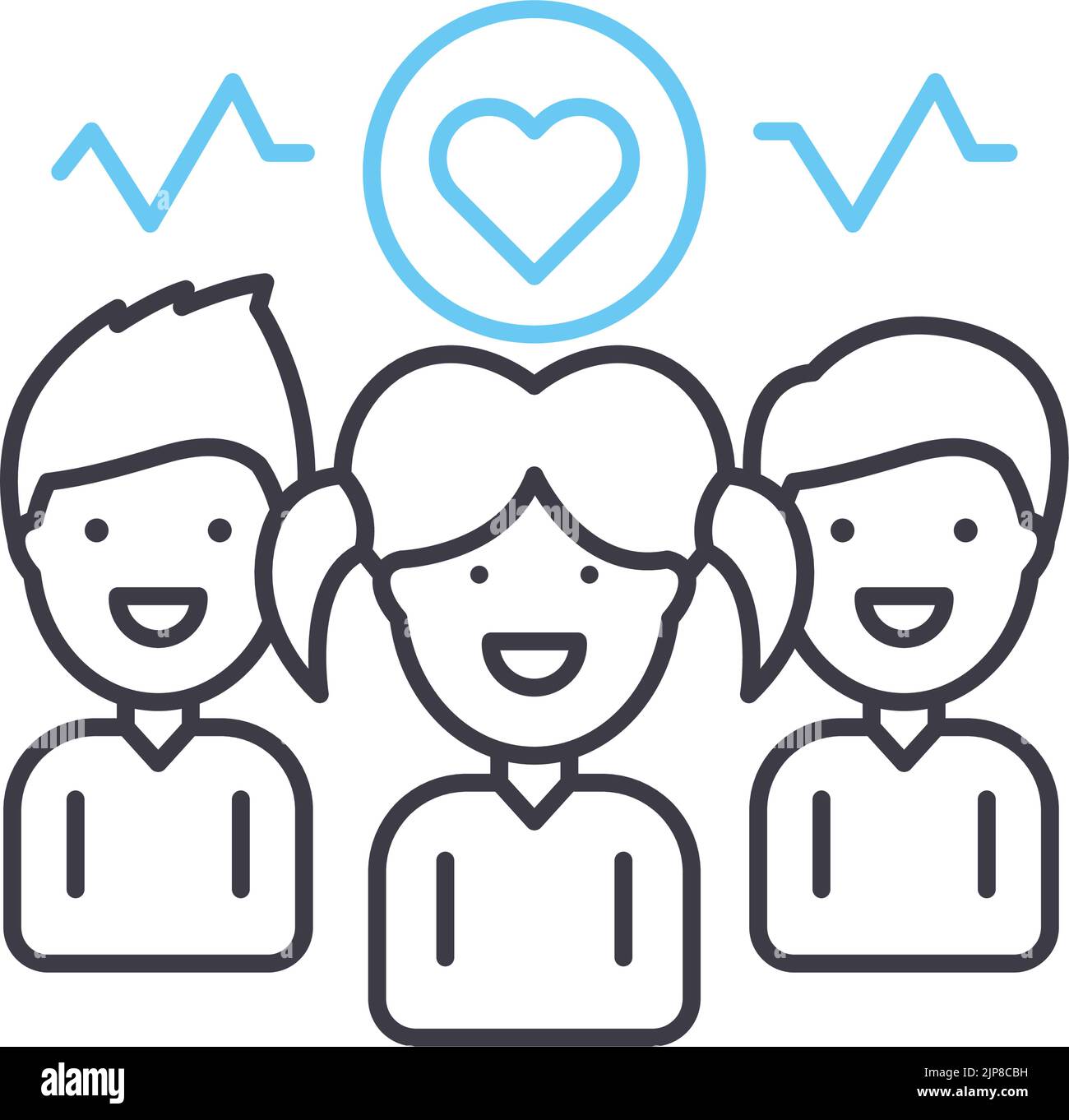 children line icon, outline symbol, vector illustration, concept sign ...