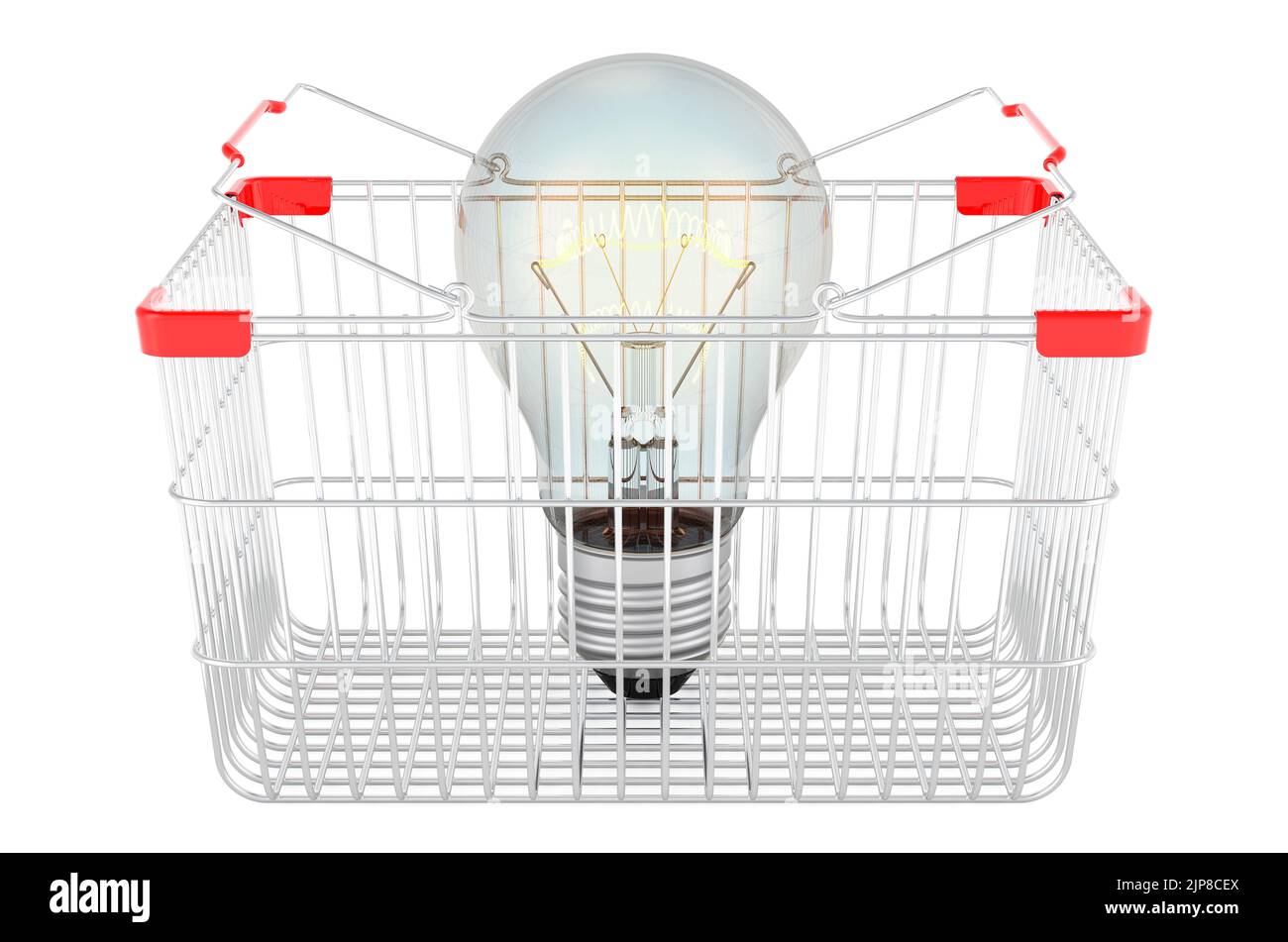 Shopping basket with lightbulb, 3D rendering isolated on white background Stock Photo - Alamy