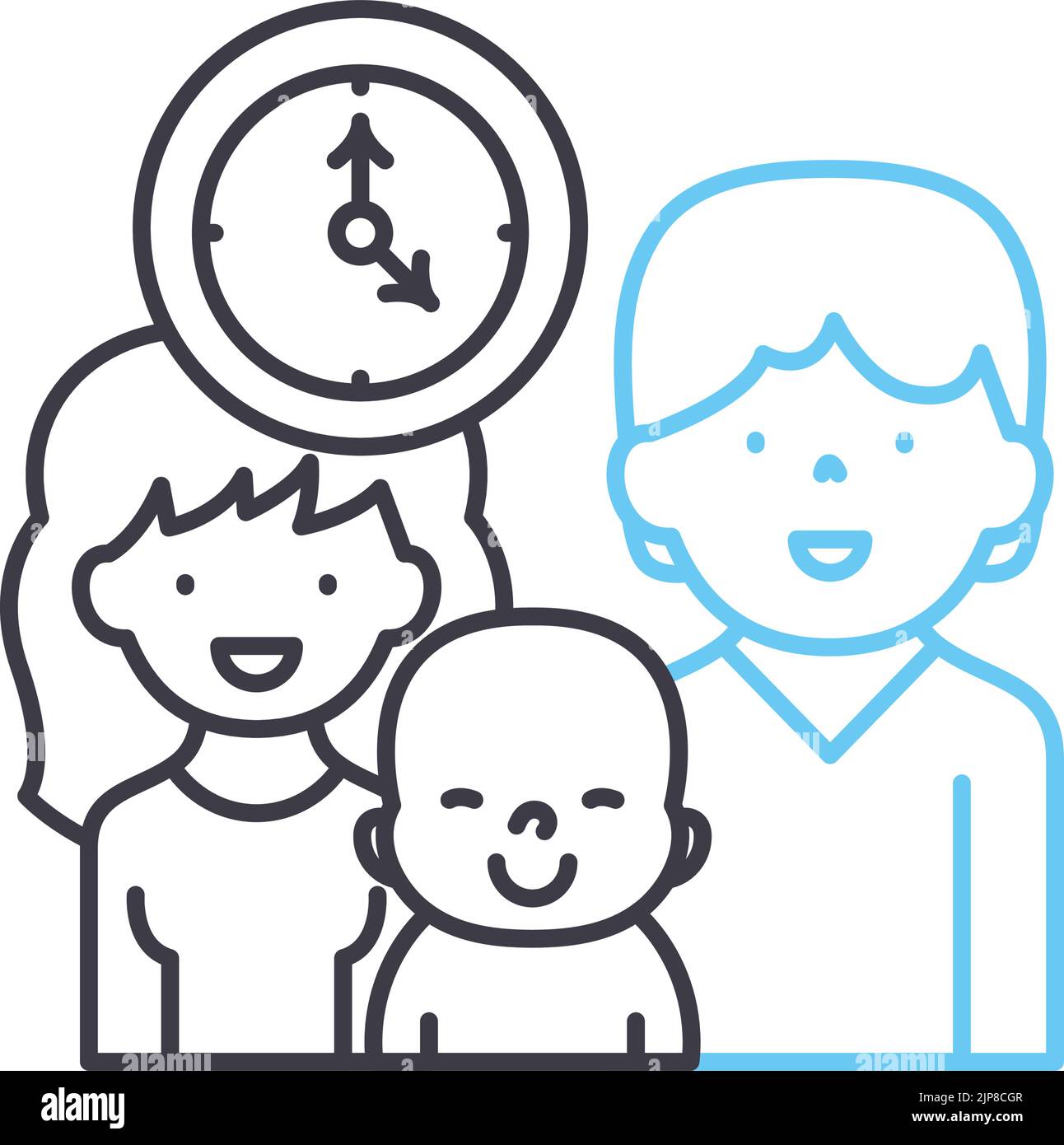 family time line icon, outline symbol, vector illustration, concept ...