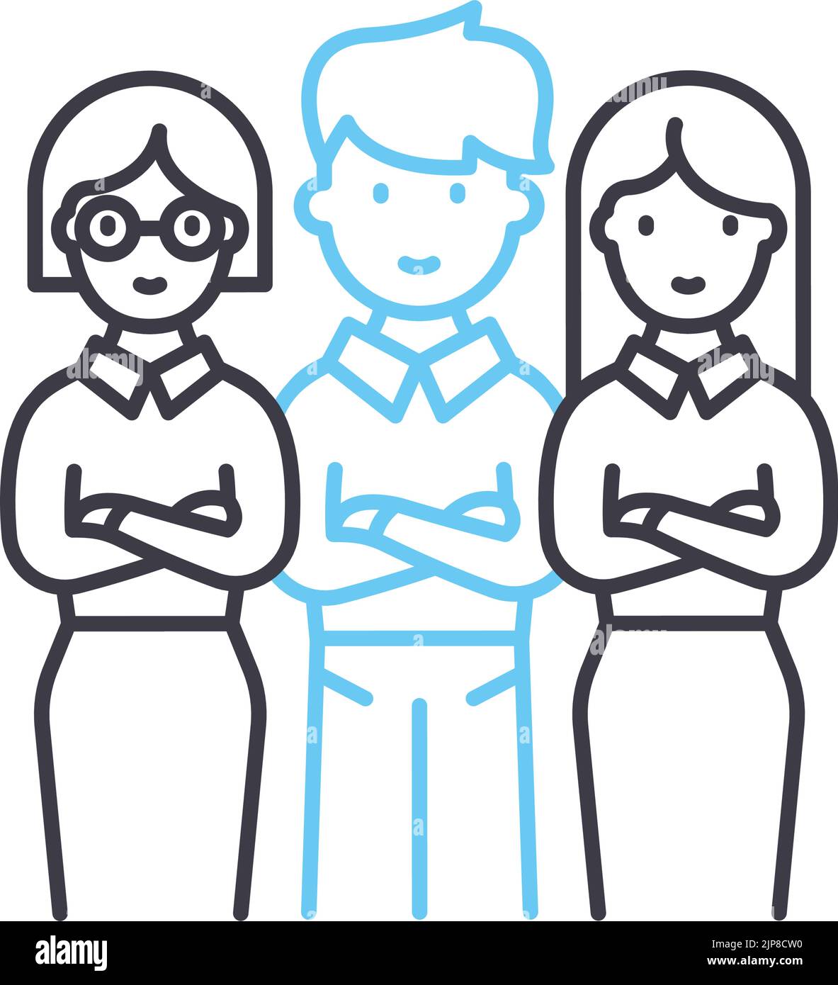 employees line icon, outline symbol, vector illustration, concept sign ...