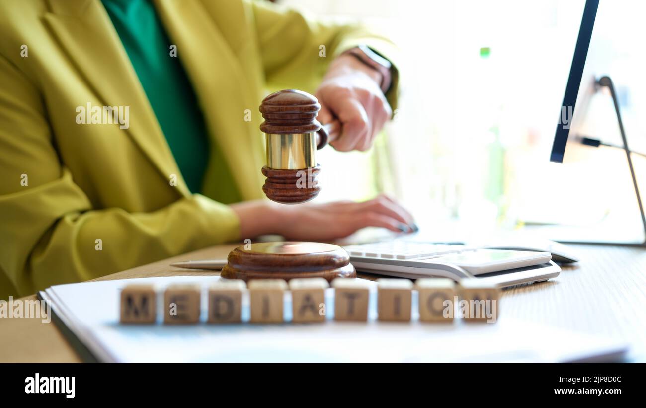 Woman hand striking with judge gavel in court room Stock Photo - Alamy
