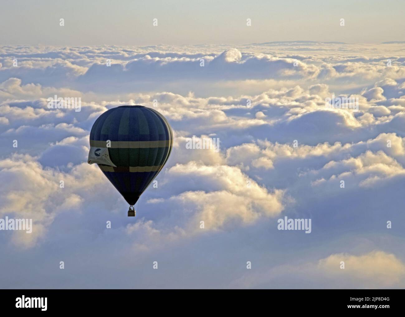Hot Air Balloon floats in the air as seen from above Stock Photo - Alamy