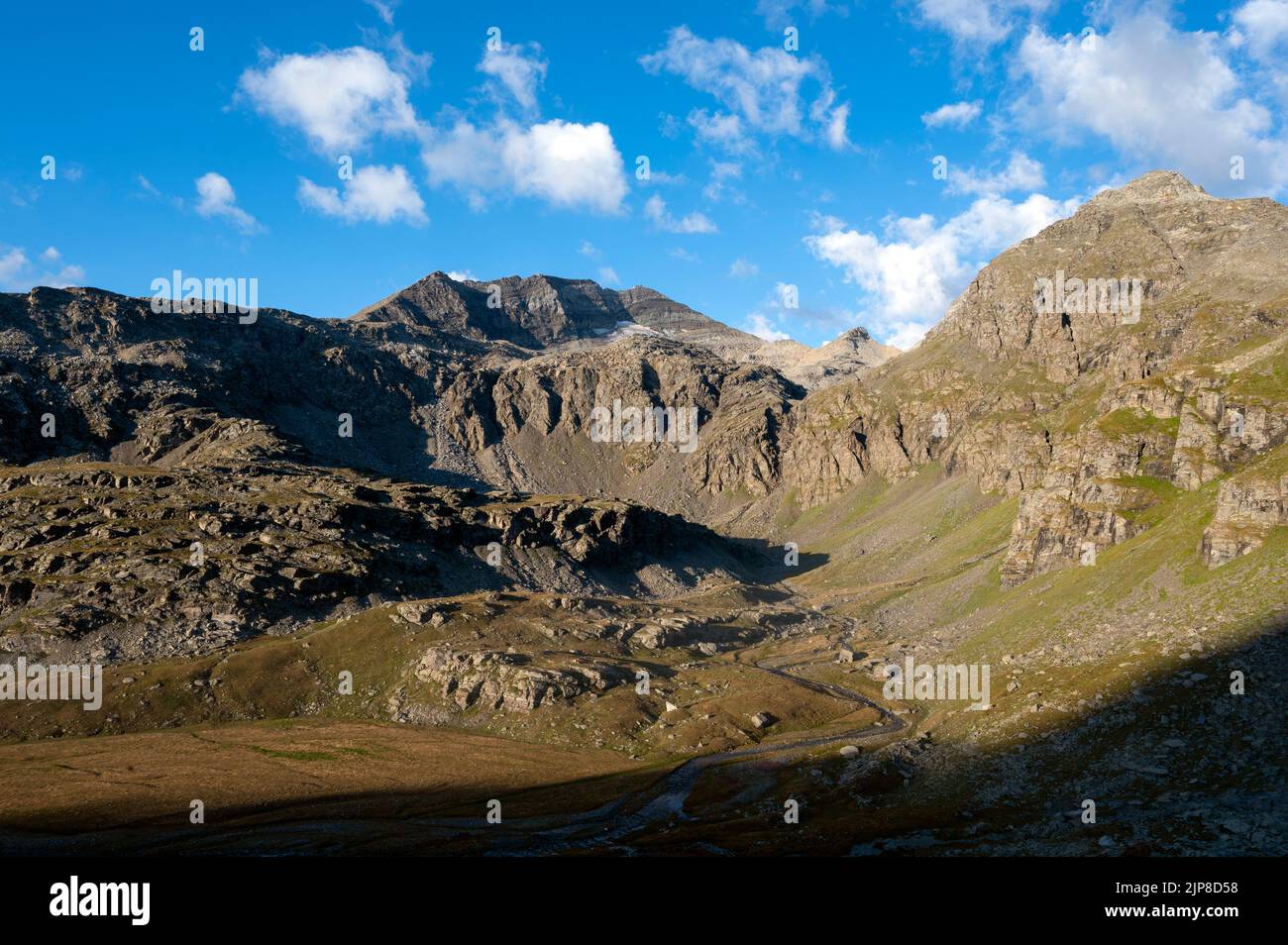 Mountain landscape around the border pass of Clapier in the Alps in ...