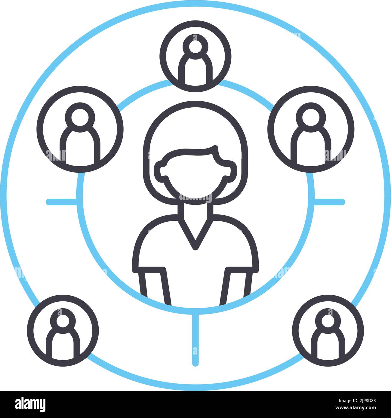 corporation network line icon, outline symbol, vector illustration ...