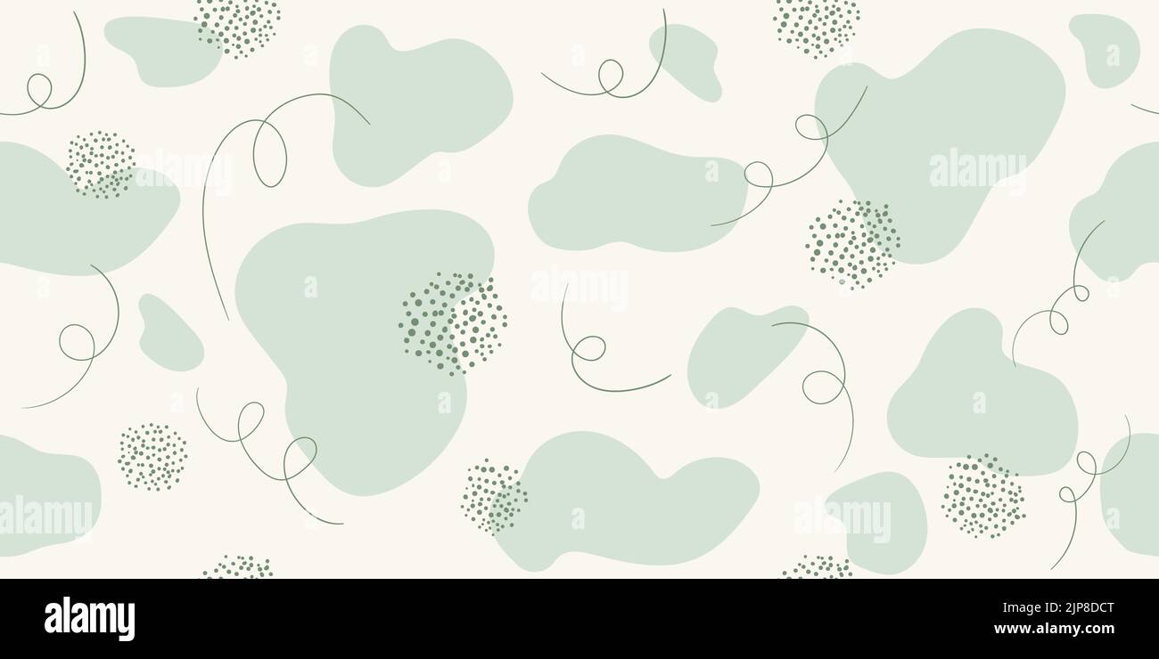 Abstract green seamless pattern with organic shapes. Vector neutral ...