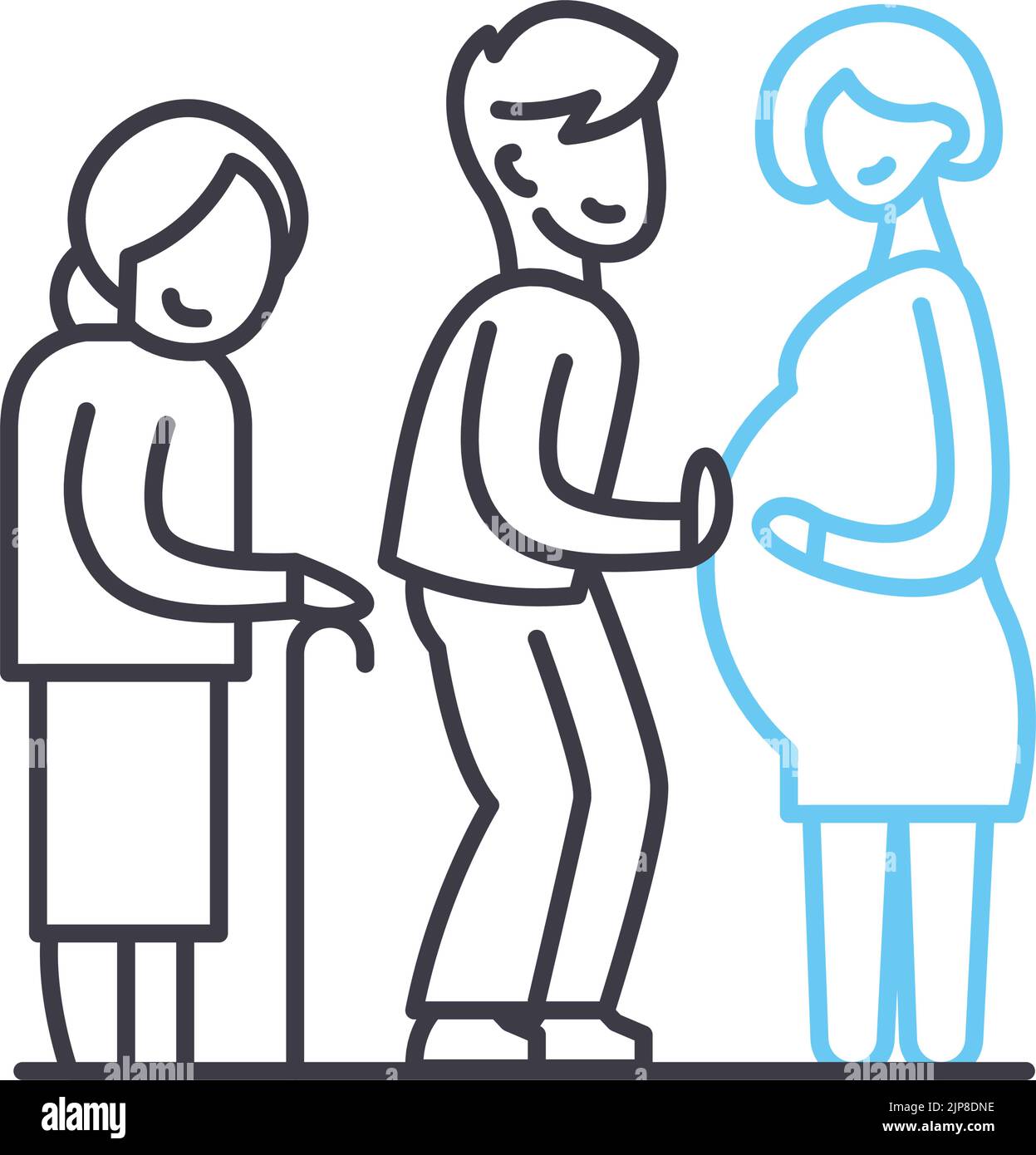 family line icon, outline symbol, vector illustration, concept sign ...