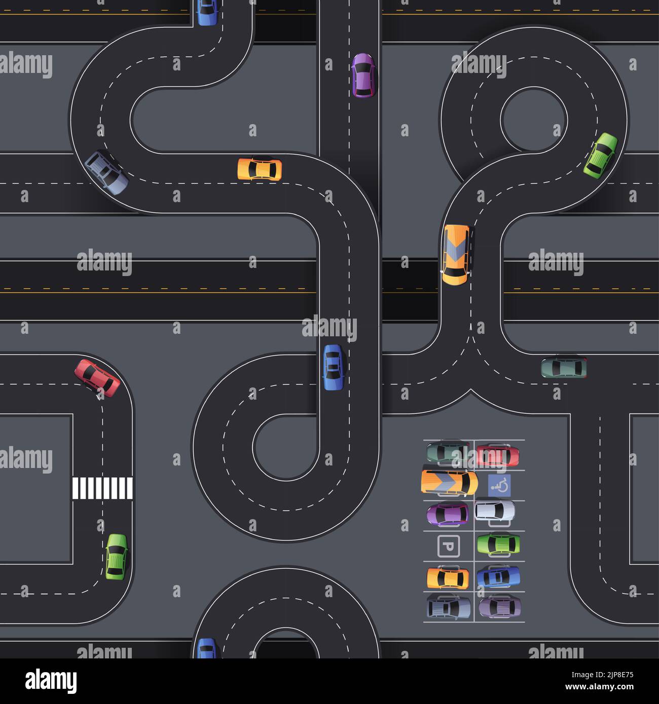 Highway pattern. Seamless print of city roads with intersections ...