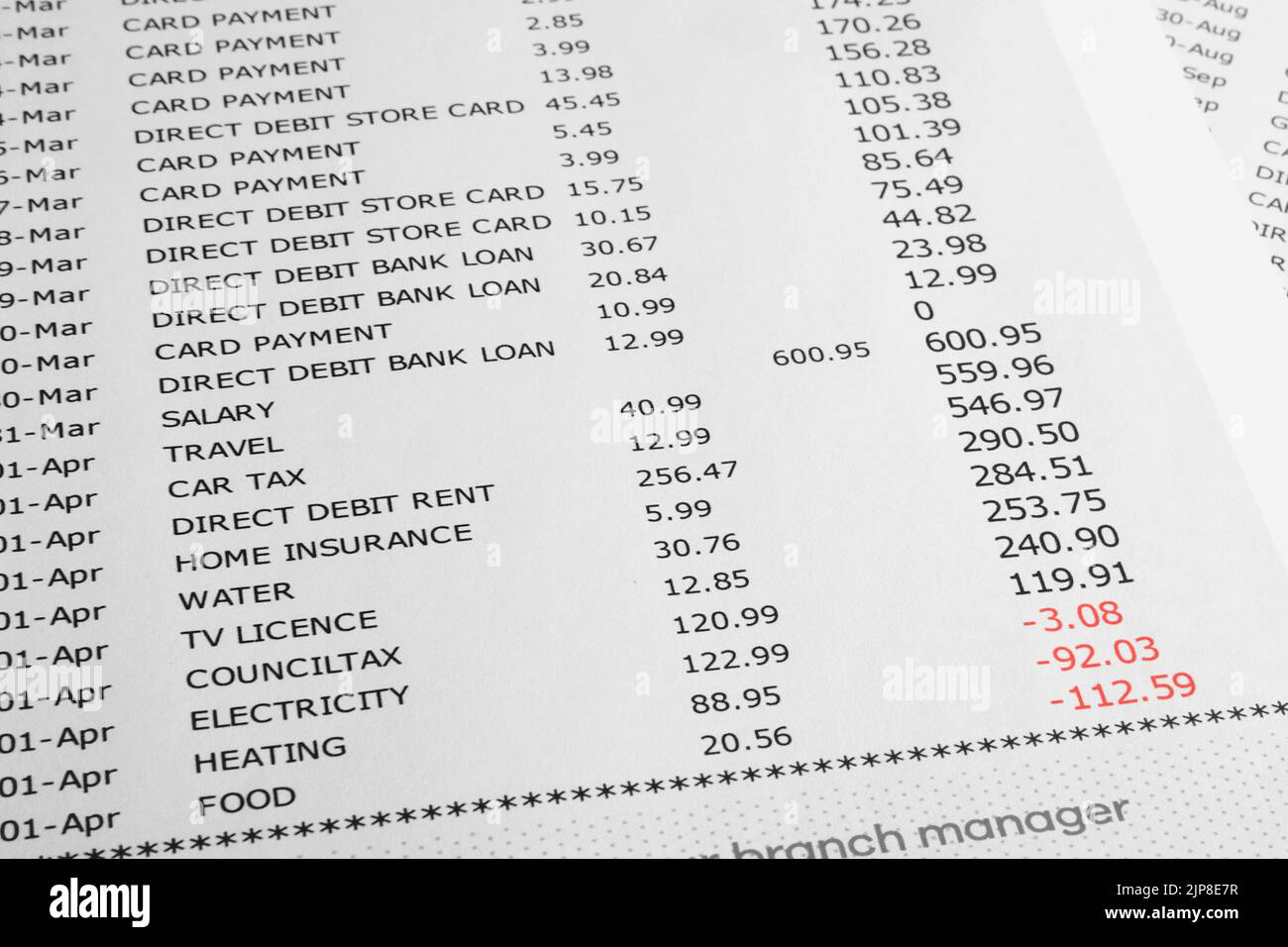 Statement of account hi-res stock photography and images - Alamy