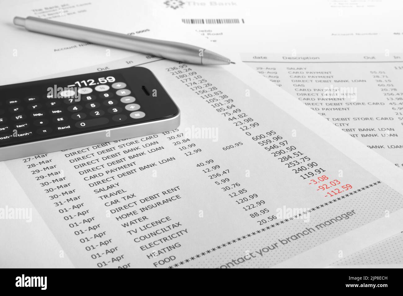 Bank statement calculator pen hi-res stock photography and images - Alamy