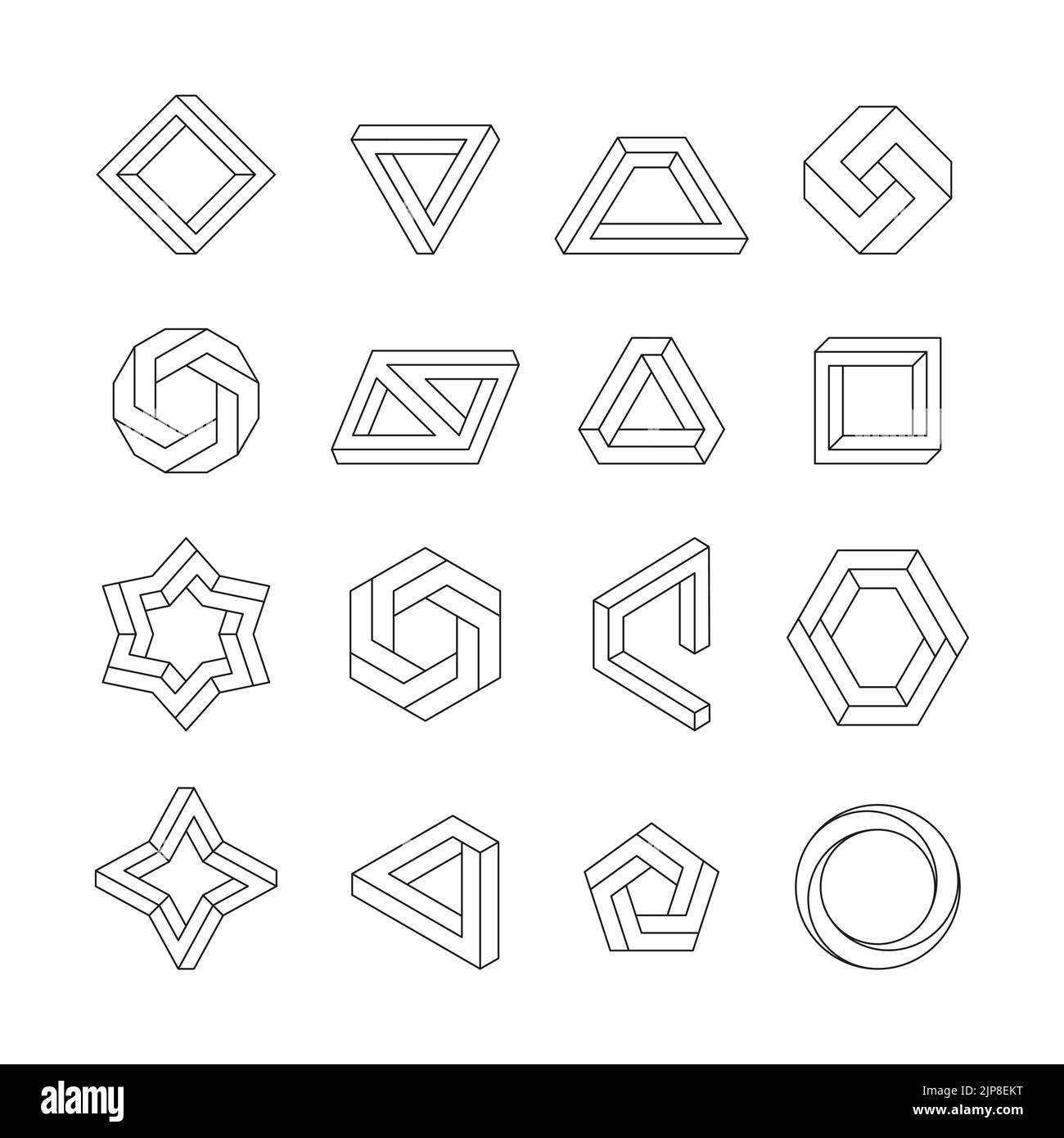 Impossible figures. Abstract geometric linear shapes, infinite optical ... Impossible figures. Abstract geometric linear shapes, infinite optical ...