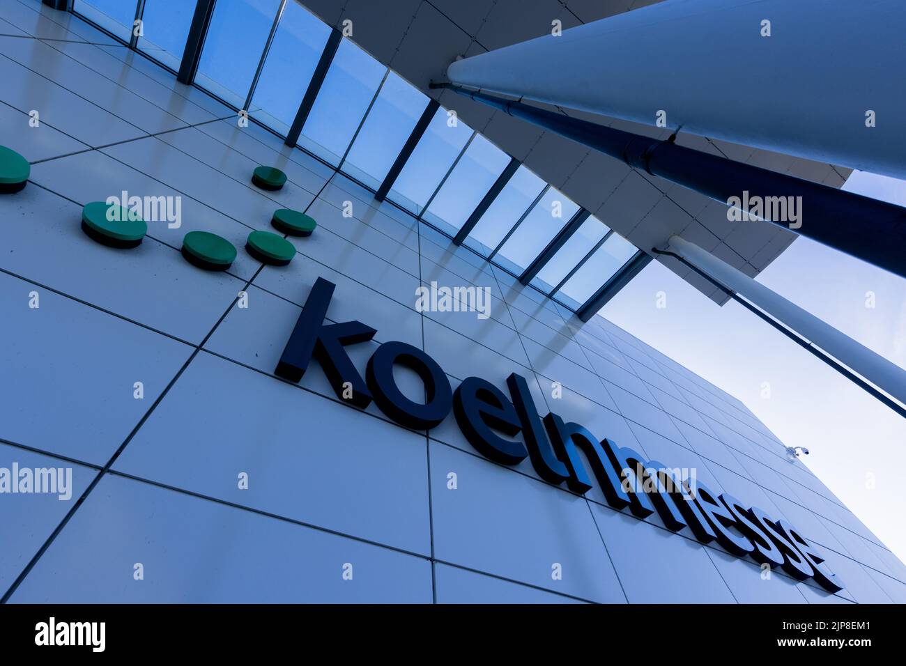 Cologne, Germany. 16th Aug, 2022. The Koelnmesse logo can be seen on a ...