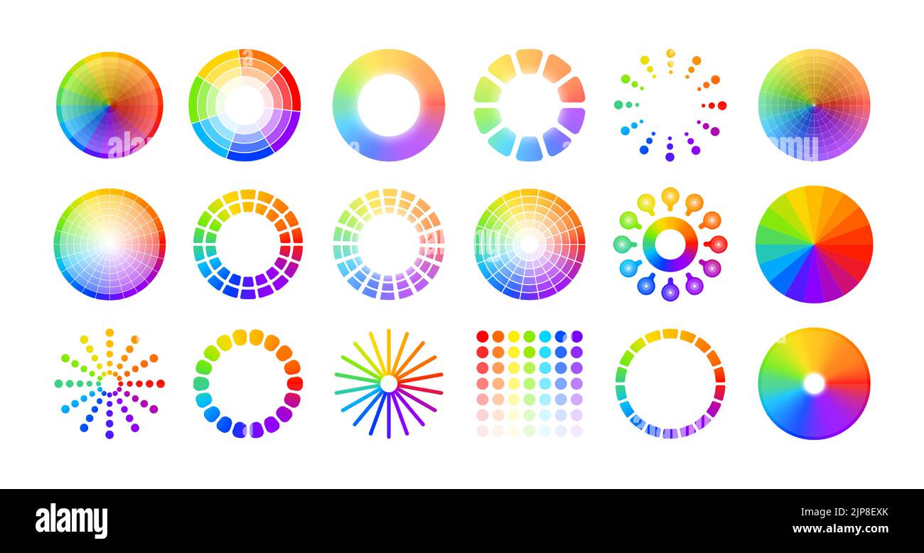 Color wheel circles. Mix of concentric round shapes with bright colors ...