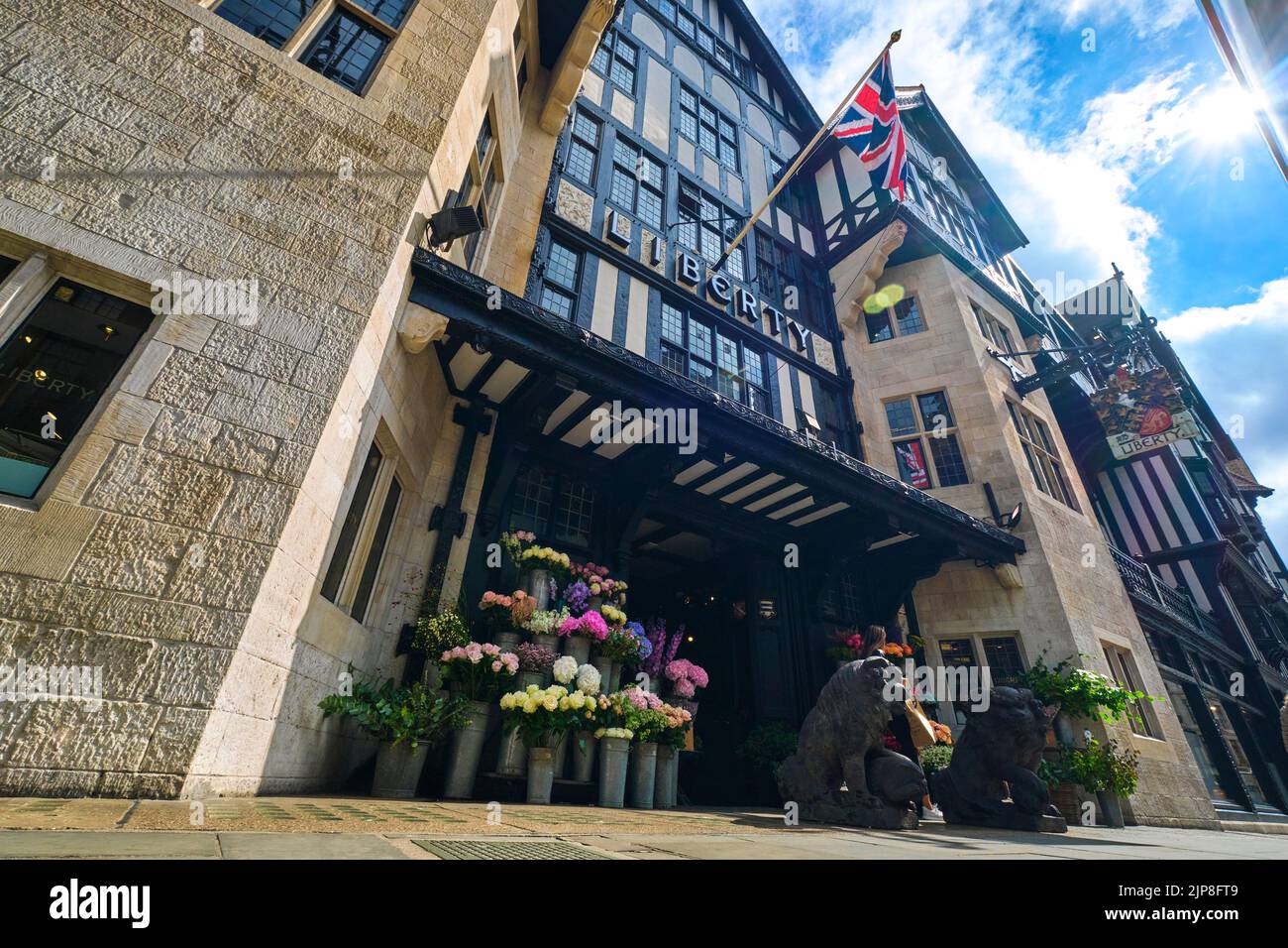 The front entrance of the Tudor styled landmark British department ...