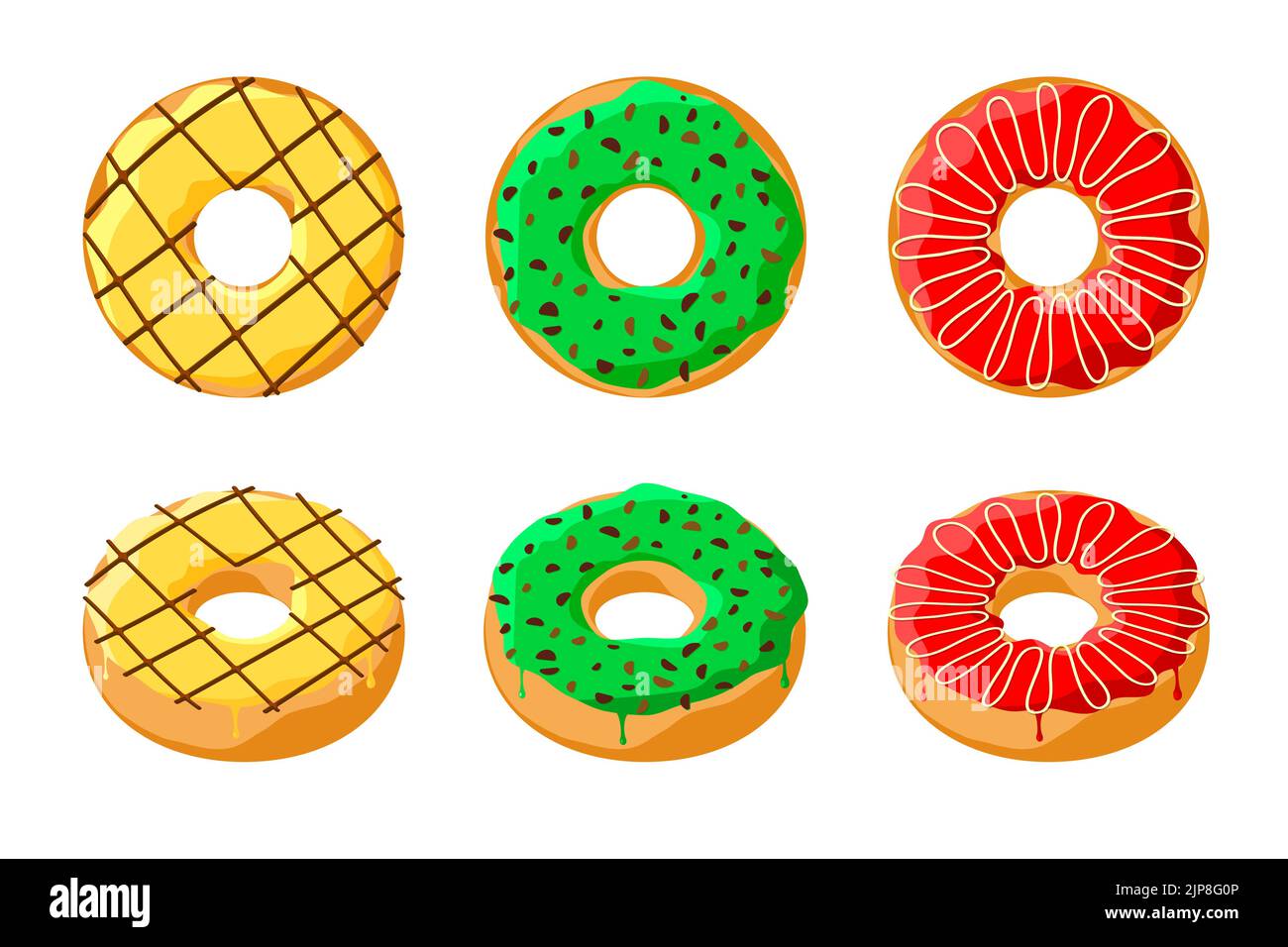 Sweet colorful tasty donut set isolated on white background. Glazed ...
