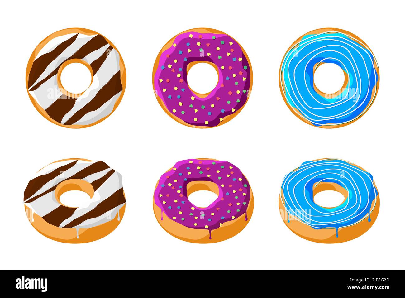 Sweet colorful tasty donut set isolated on white background. Glazed ...