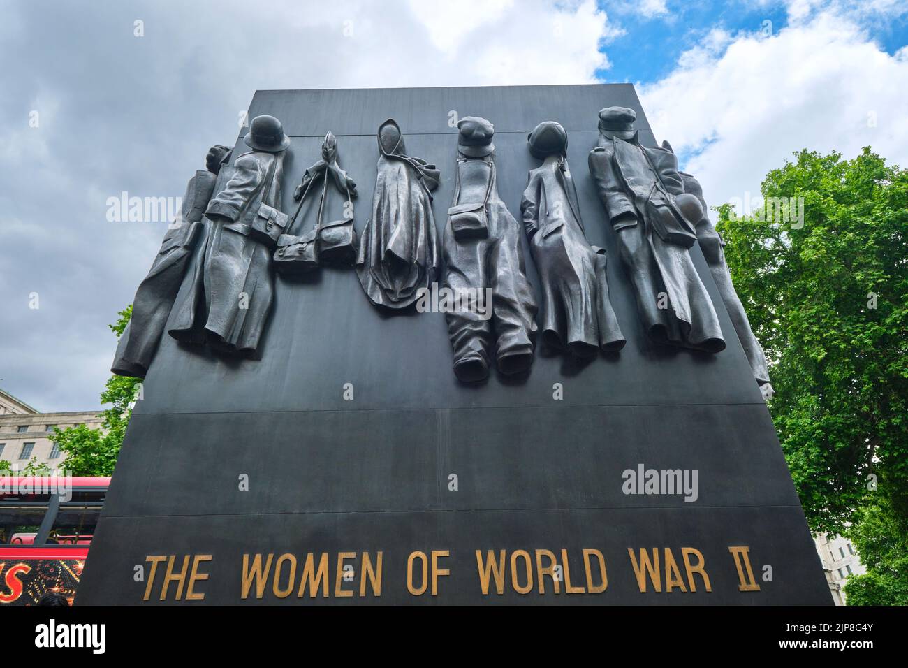 A bronze memorial, tribute to the women of World War II. Along ...