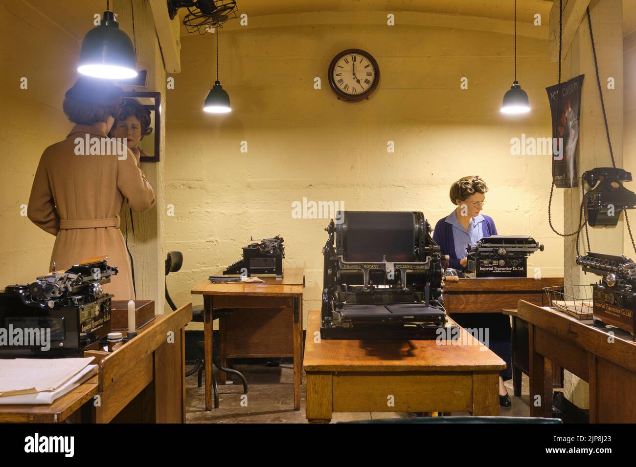 Women working in the typing pool, room, area. At the Winston Churchill ...