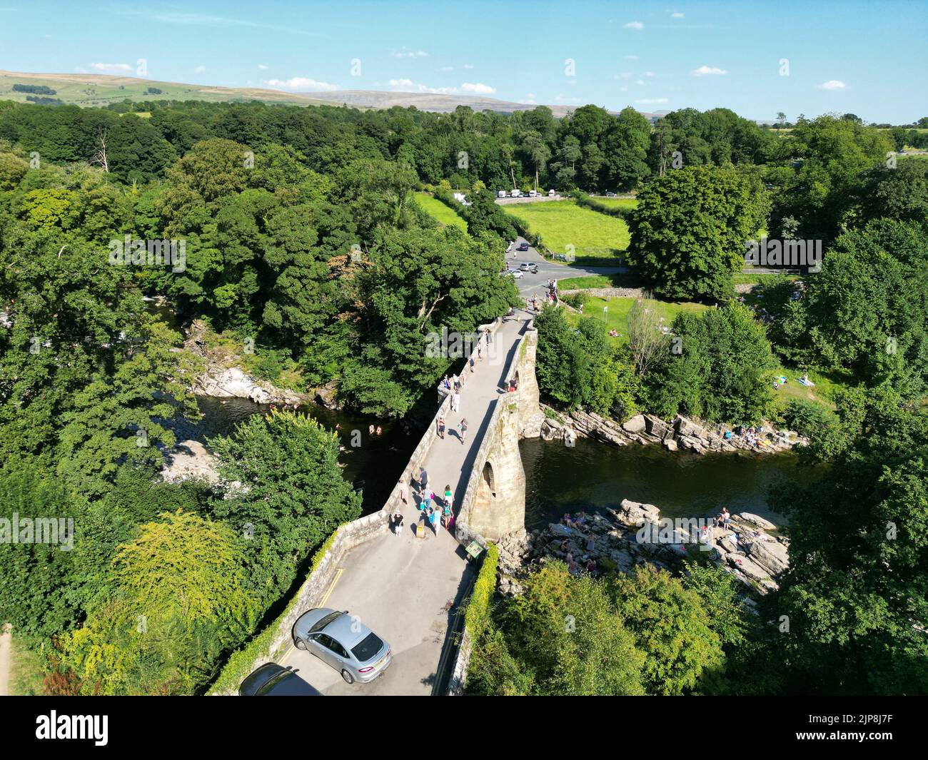 An aerial view of Devil's Bridge Lancashire Stock Photo - Alamy