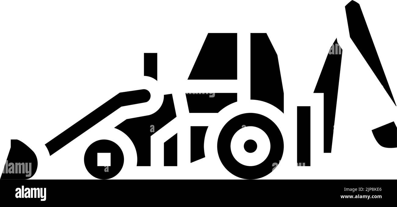 backhoe construction car vehicle glyph icon vector illustration Stock ...