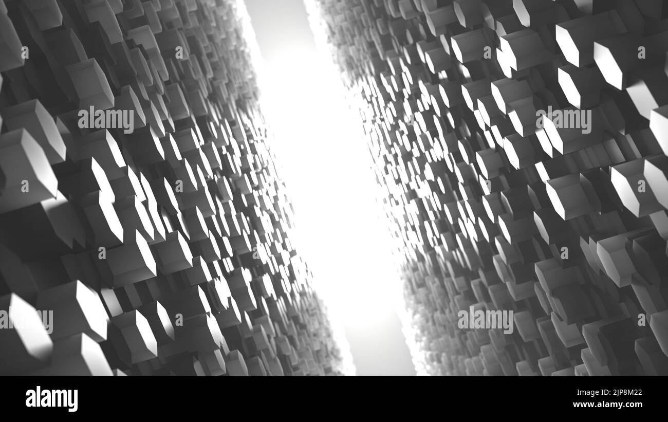 rendered simple-3D scene of dreamy place textured with hexagonal tiles ...