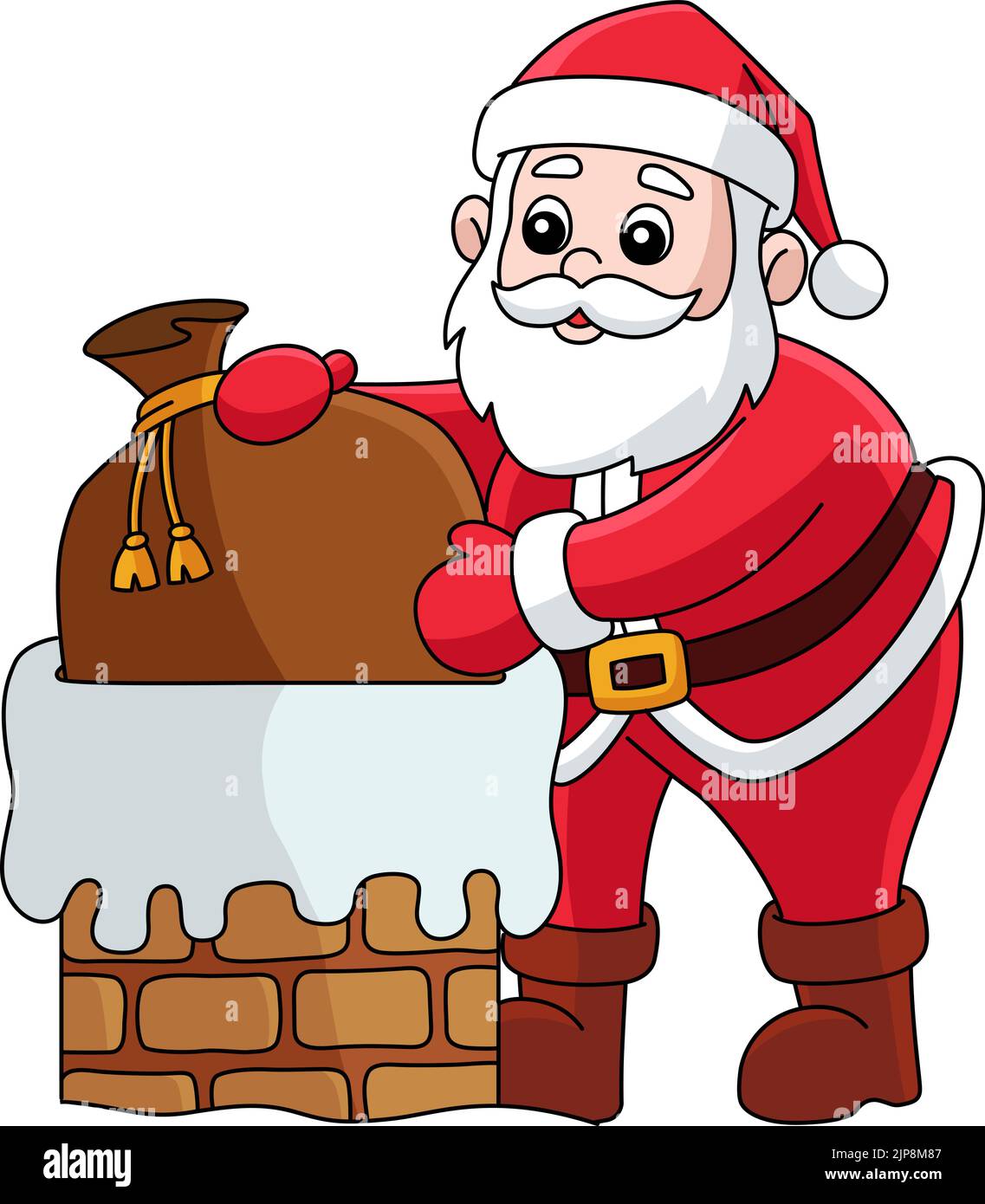 Christmas Santa On Chimney Cartoon Colored Clipart Stock Vector Image ...