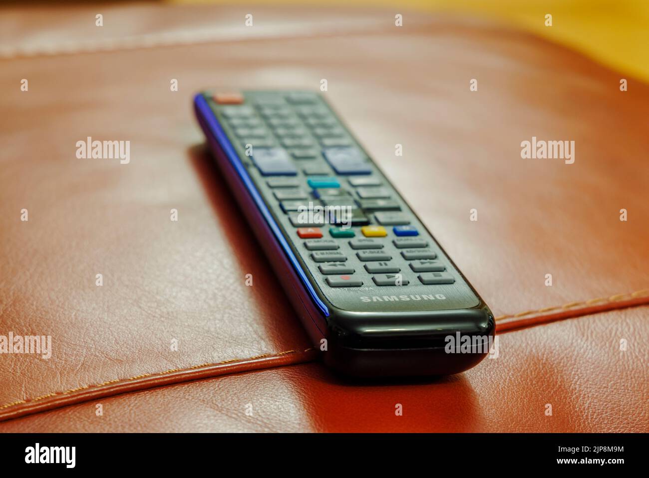 A used black Samsung domestic television remote controller handset ...