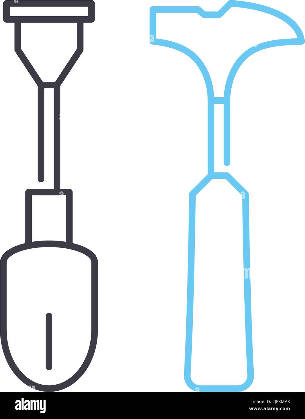 garden shovel line icon, outline symbol, vector illustration, concept ...