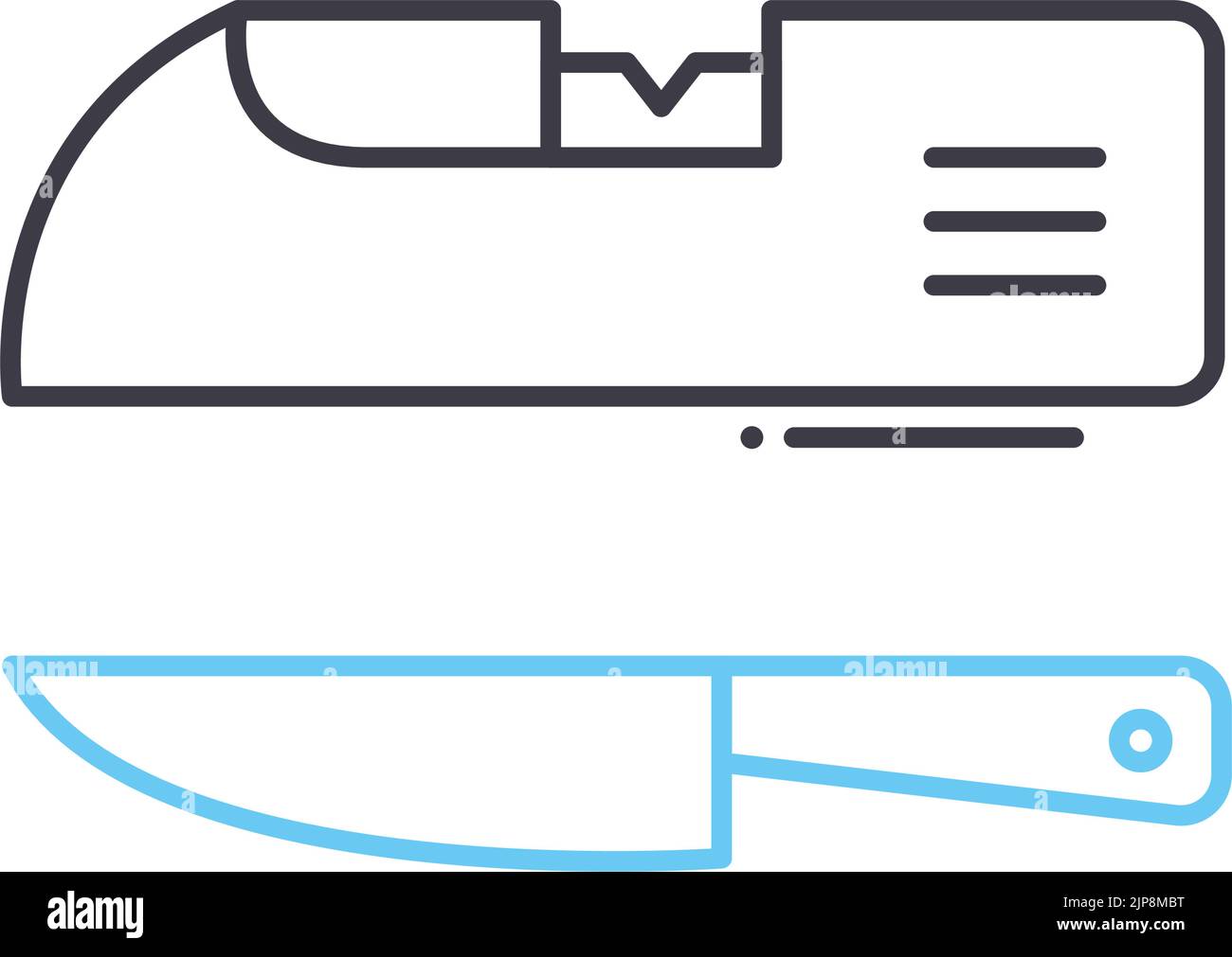 kitchen knife sharprener line icon, outline symbol, vector illustration ...