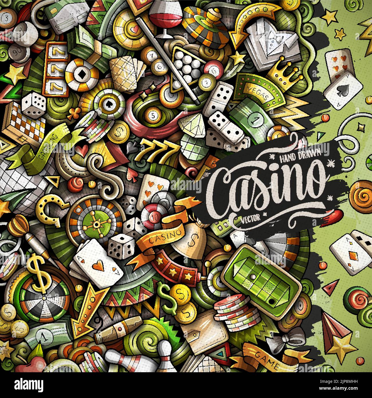 Casino hand drawn vector doodles frame Stock Vector Image & Art - Alamy