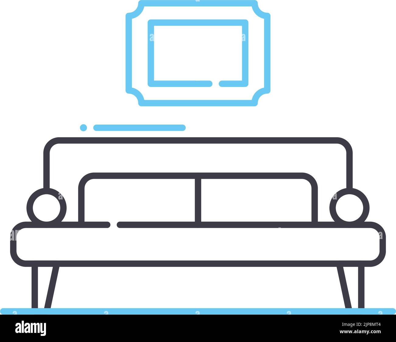 living room sofa line icon, outline symbol, vector illustration ...