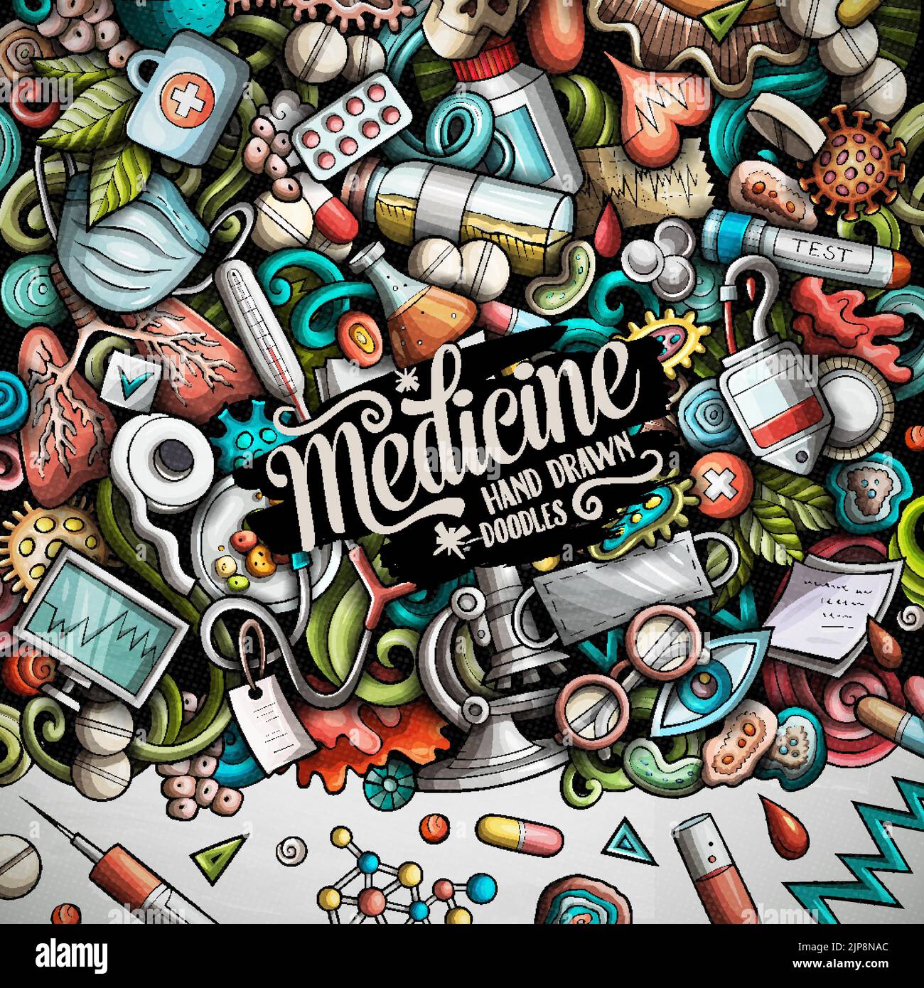 Medicine hand drawn vector doodles frame Stock Vector Image & Art - Alamy