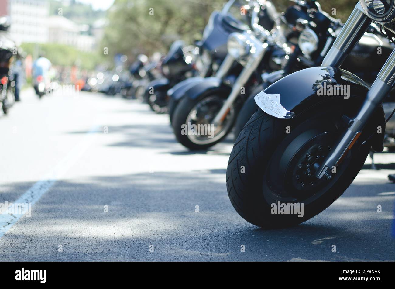 Portorož, Slovenia. 06.12.2022. Cool bikers Harley Davidson festival ...