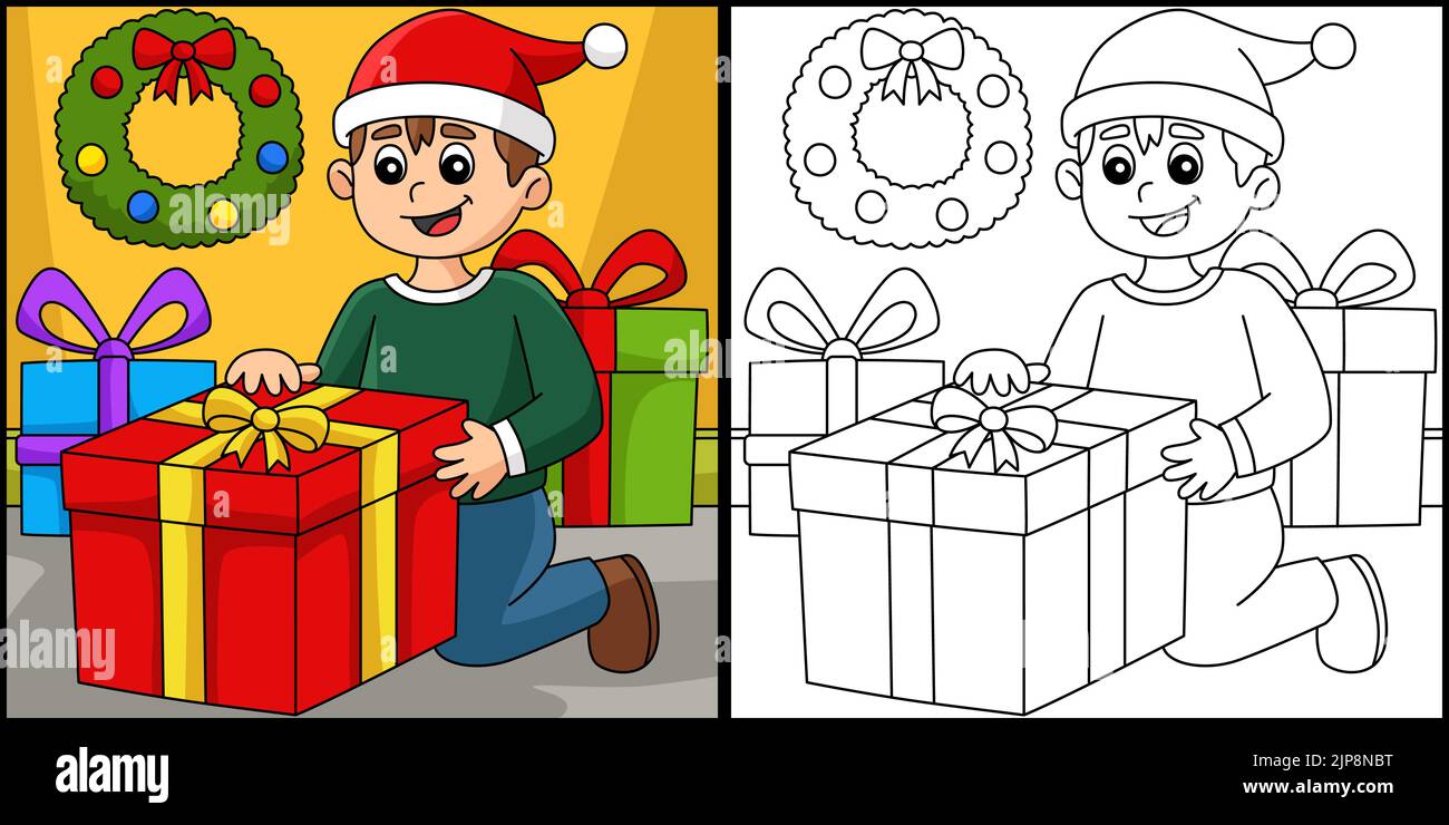 Kids Opening Christmas Presents Drawing