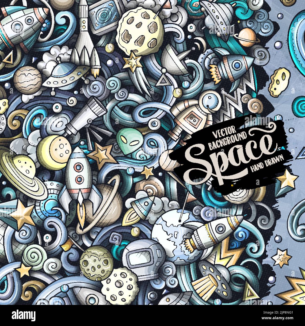 Cartoon vector doodles Space frame Stock Vector Image & Art - Alamy