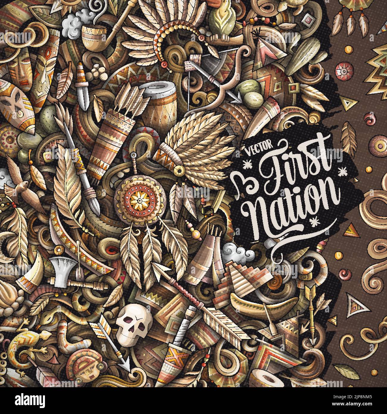 Native American hand drawn vector doodles frame Stock Vector Image ...