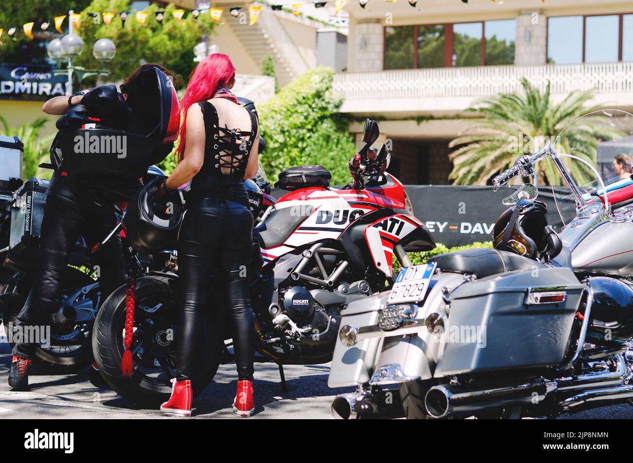 Portorož, Slovenia. 06.12.2022. Cool bikers Harley Davidson festival ...