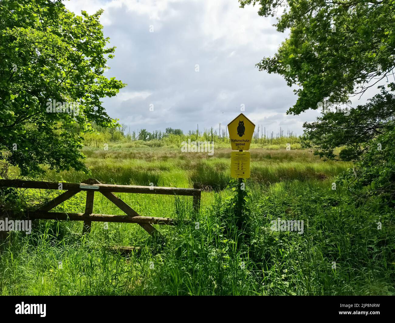 The entrance to a northern German nature reserve with signage with a ...
