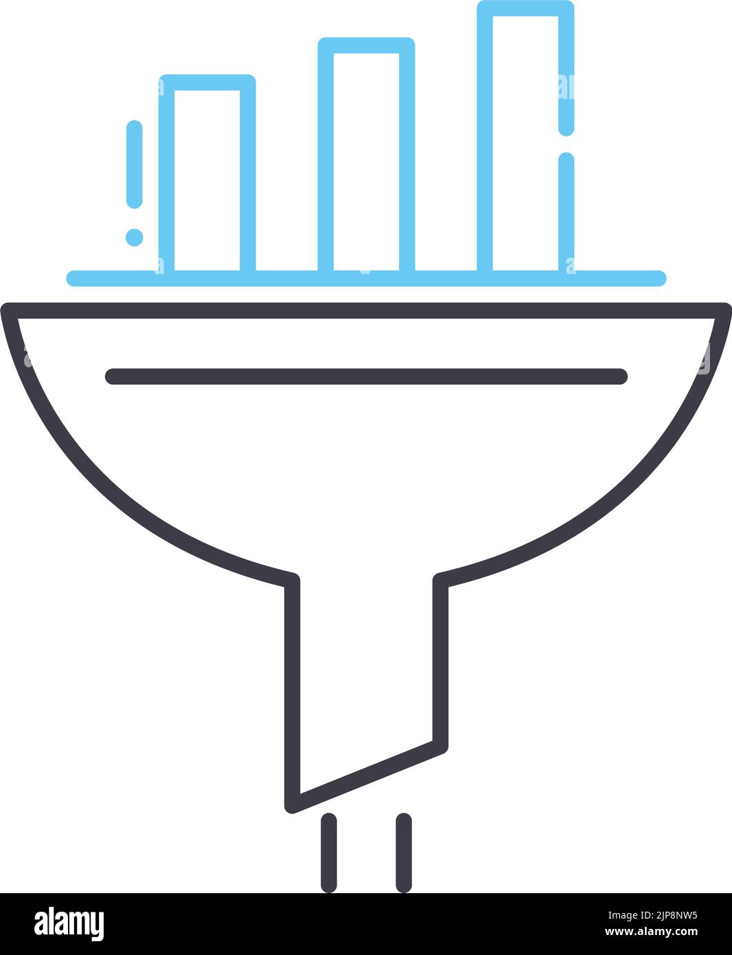 marketing funnel line icon, outline symbol, vector illustration ...