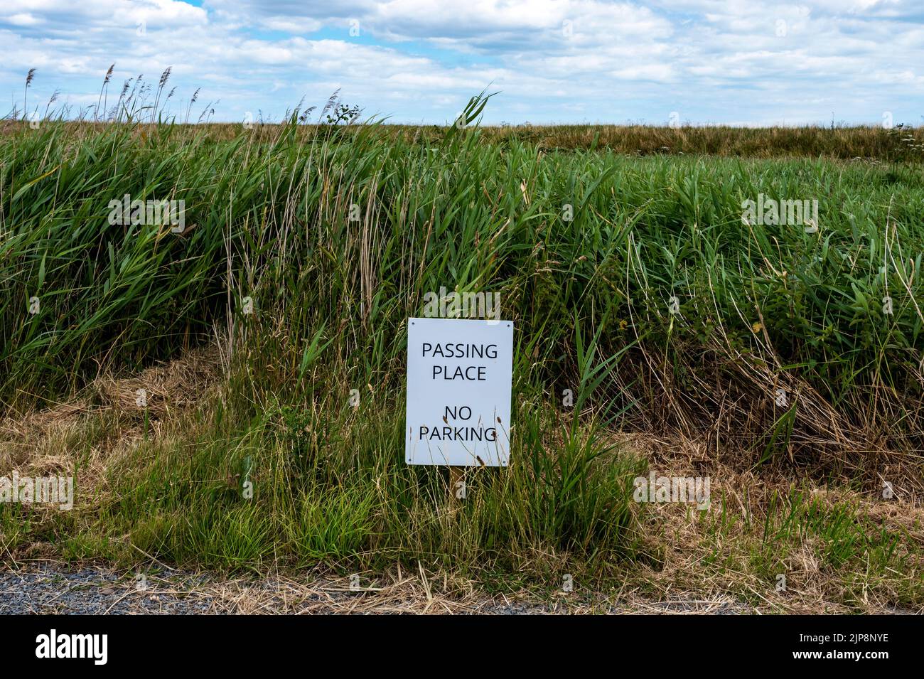 Passing place sign Shingle Street Suffolk UK Stock Photo - Alamy