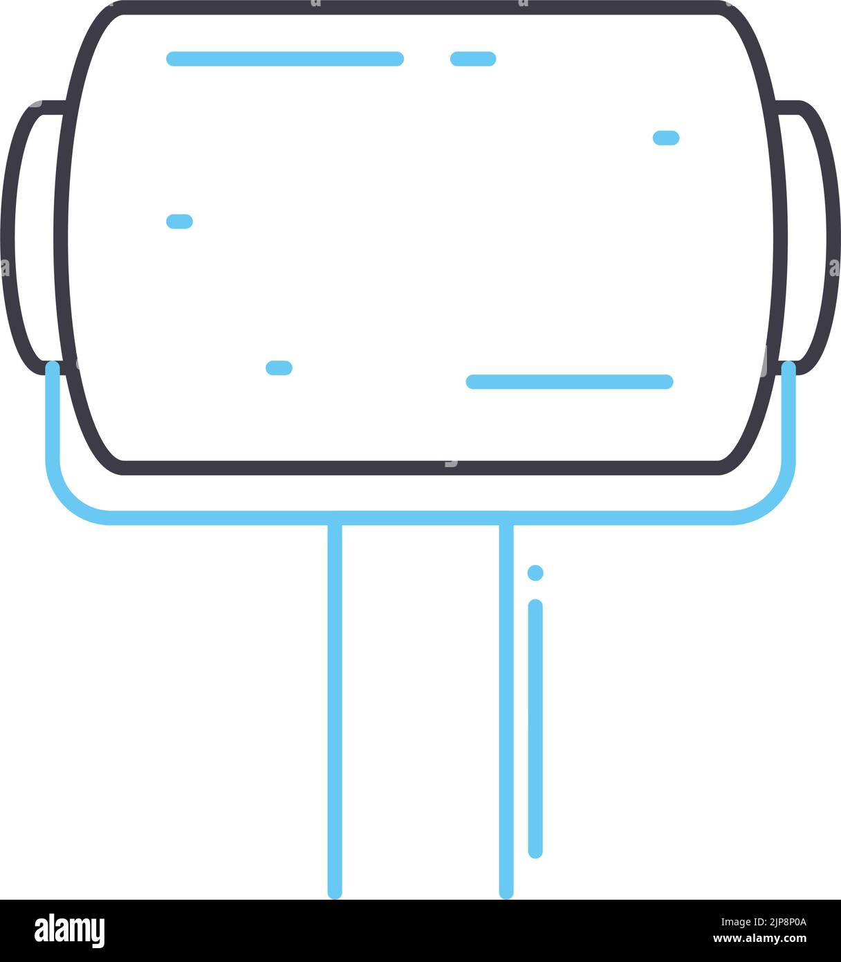 paint roller line icon, outline symbol, vector illustration, concept ...