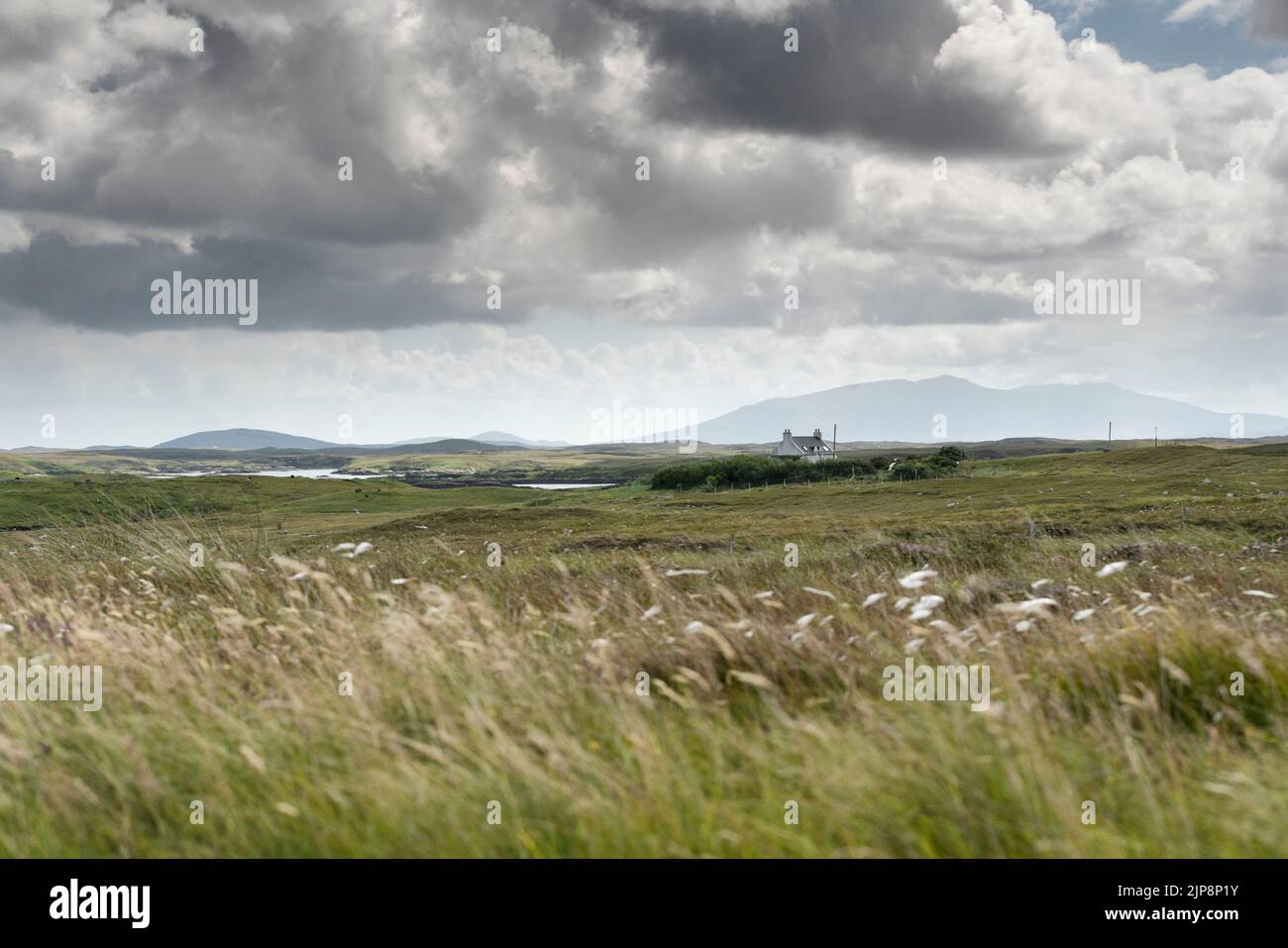 A crofthouse on the island of Grimsay, Outer Hebrides, Scotland. The ...