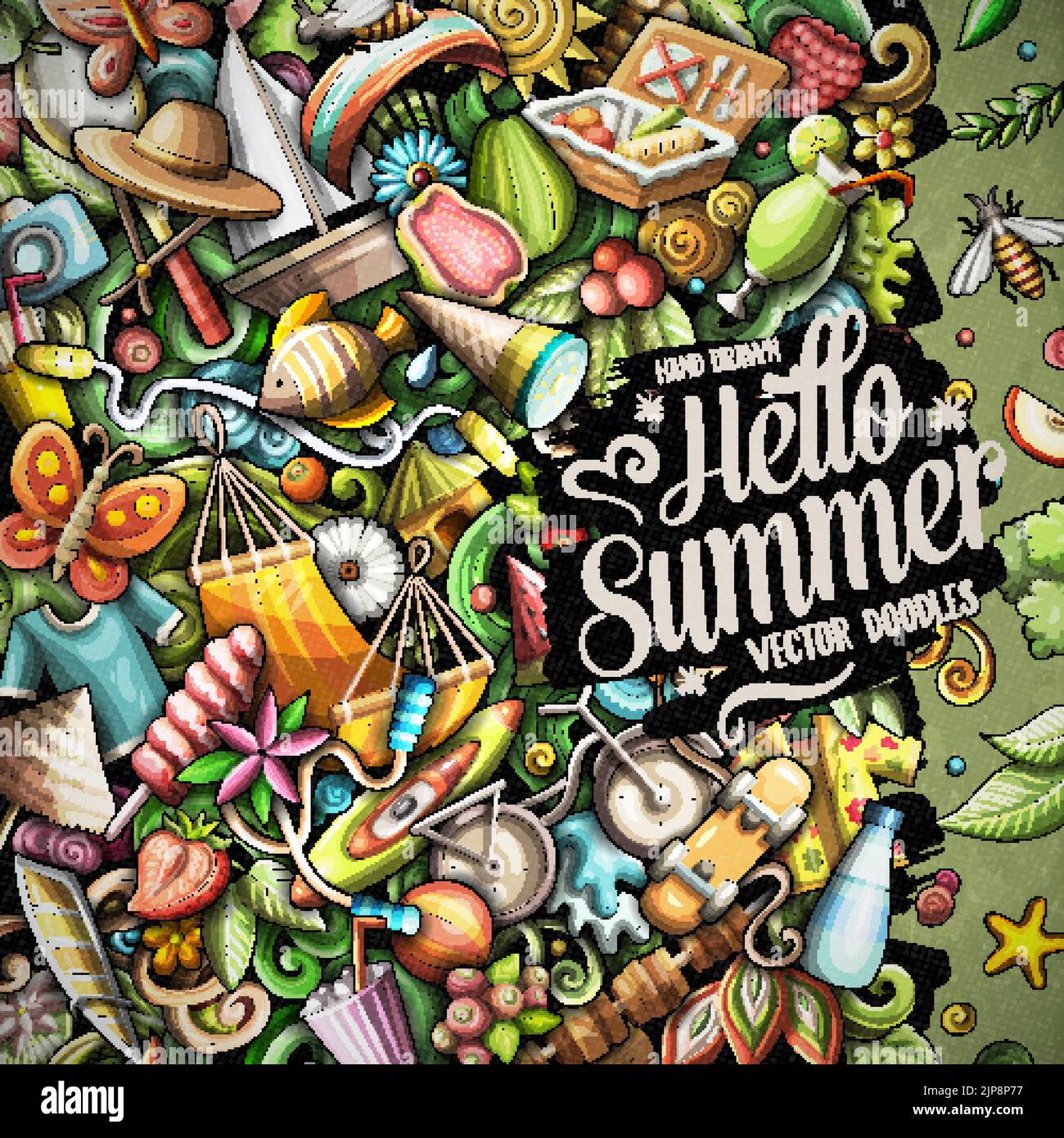 Summer cartoon vector doodles frame Stock Vector Image & Art - Alamy