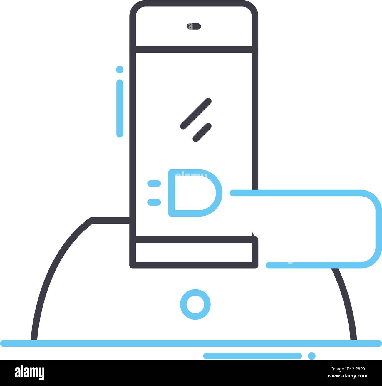 mobile charging station line icon, outline symbol, vector illustration ...