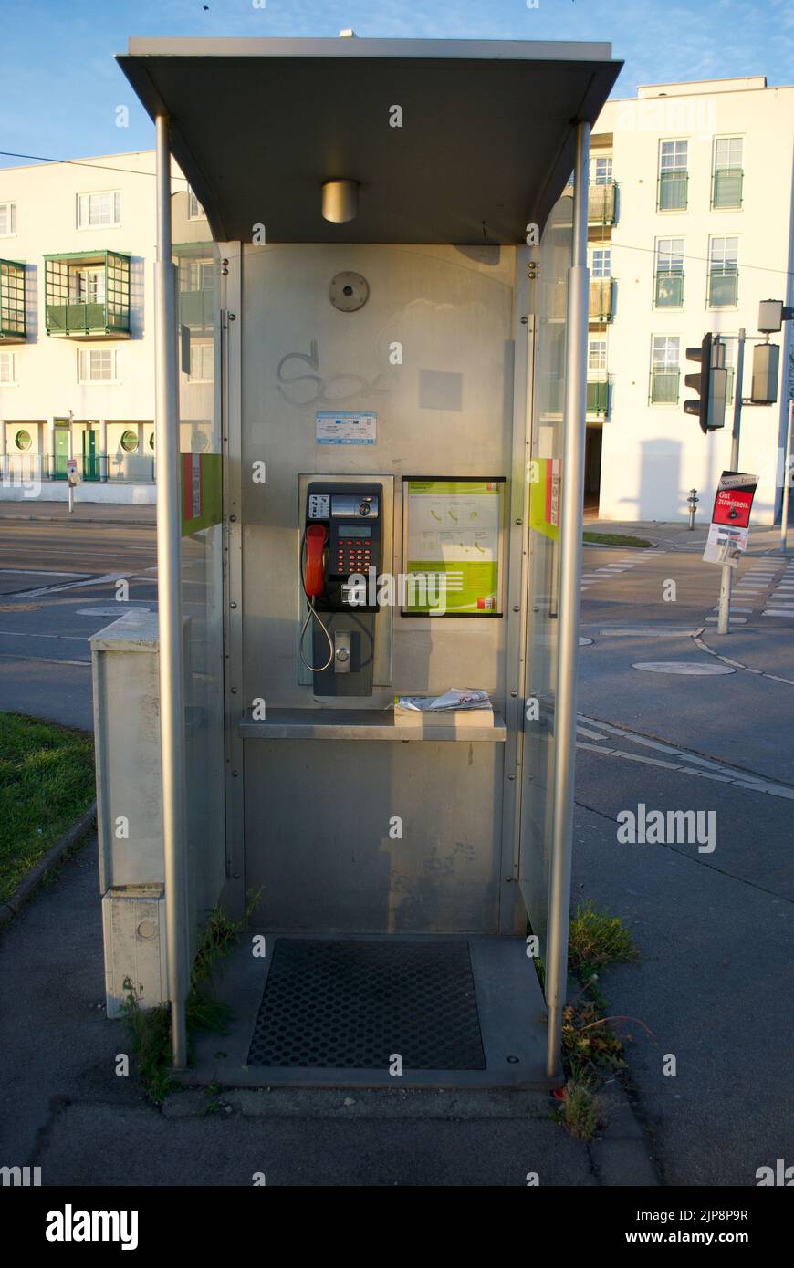 A vertical closeup of an Austrian phone booth Stock Photo - Alamy