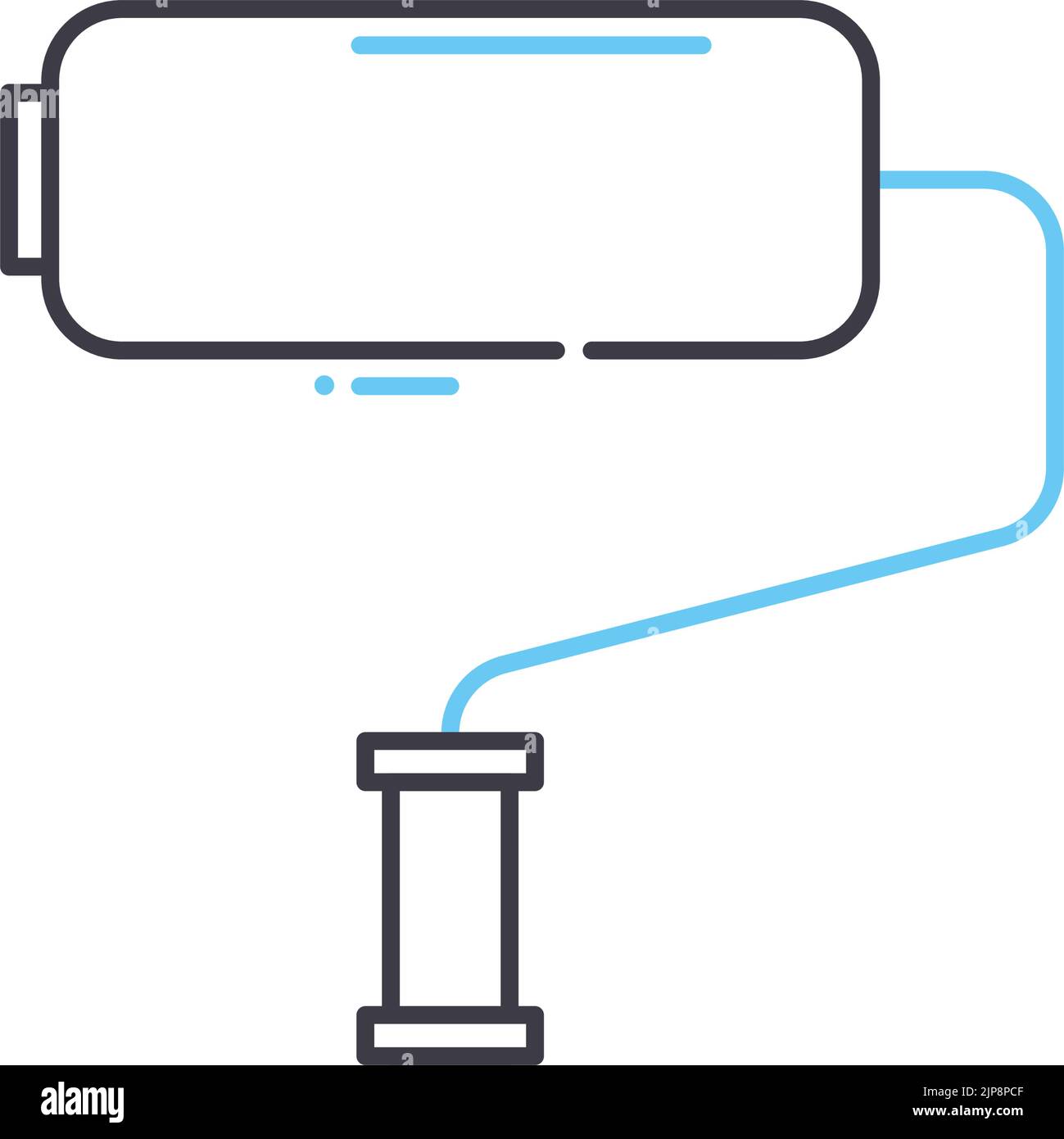 paint roller line icon, outline symbol, vector illustration, concept ...