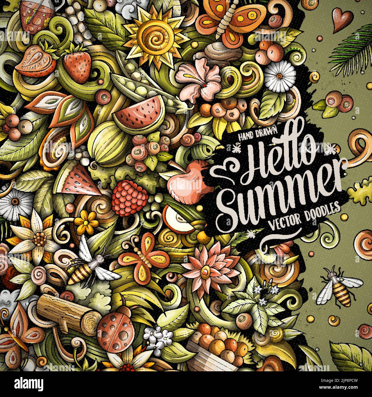 Summer nature cartoon vector doodles frame Stock Vector Image & Art - Alamy