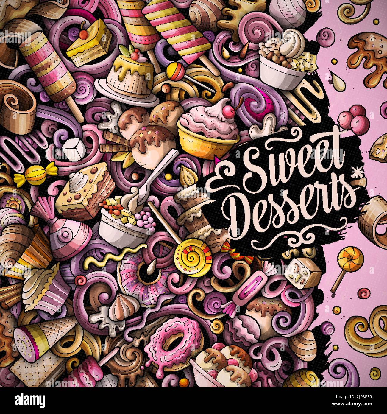 Sweet food cartoon vector doodles frame Stock Vector Image & Art - Alamy