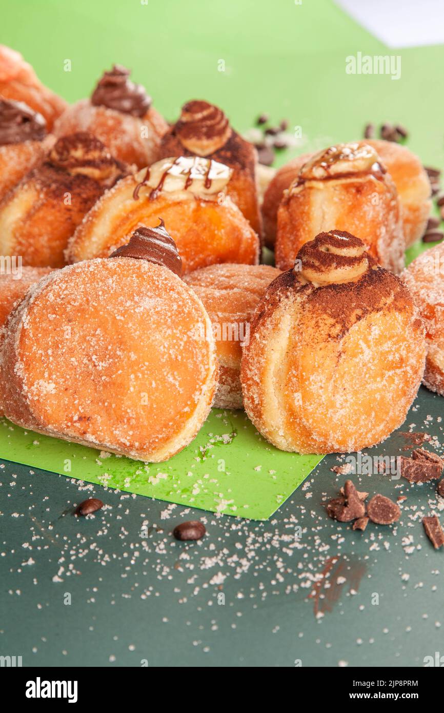 Bombolone an Italian filled doughnut in four different flavours Stock ...